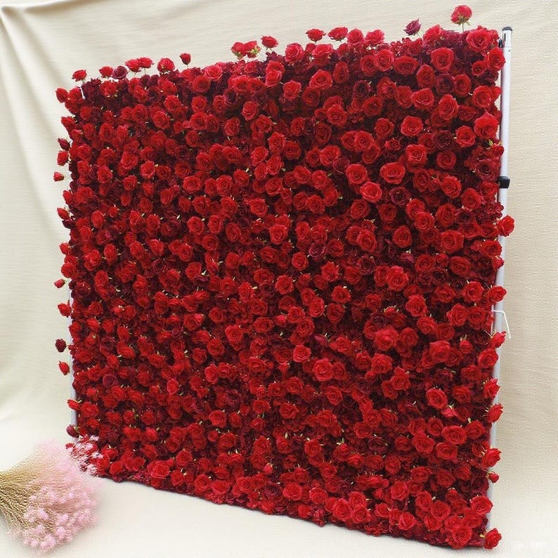 3D Red Rose Flower Wall Backdrop: 8x8ft Silk Wedding Decor - Etsy