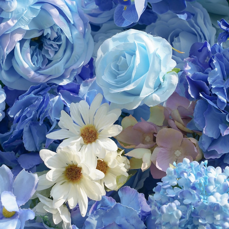 5D Blue Flower Wall Backdrop: 8x8ft Holiday, Wedding, Event and ...