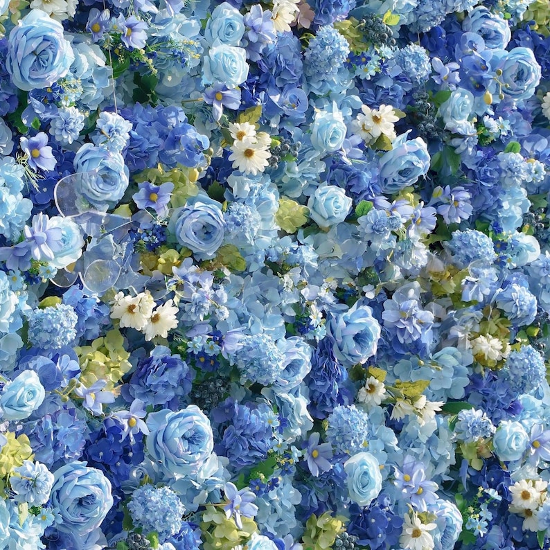 5D Blue Flower Wall Backdrop: 8x8ft Holiday, Wedding, Event and ...