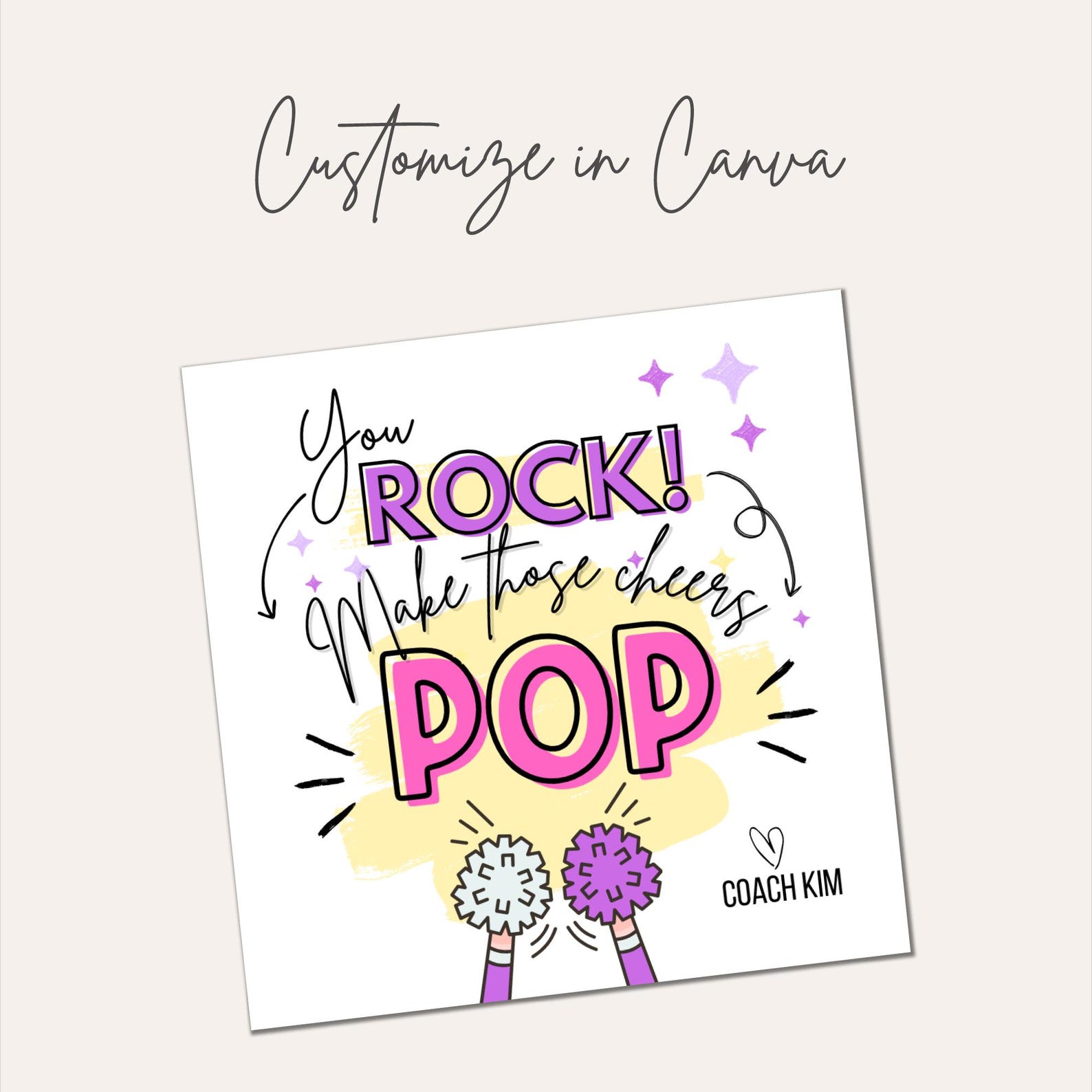 Cheerleading Gift Tag: "you Rock!" Customizable Sports Team Treats ...