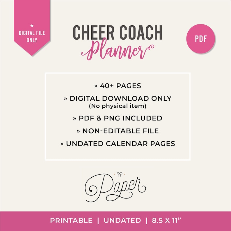 Cheer Coach Planner: Printable PDF, Cheer Formations & 8-count Sheets ...