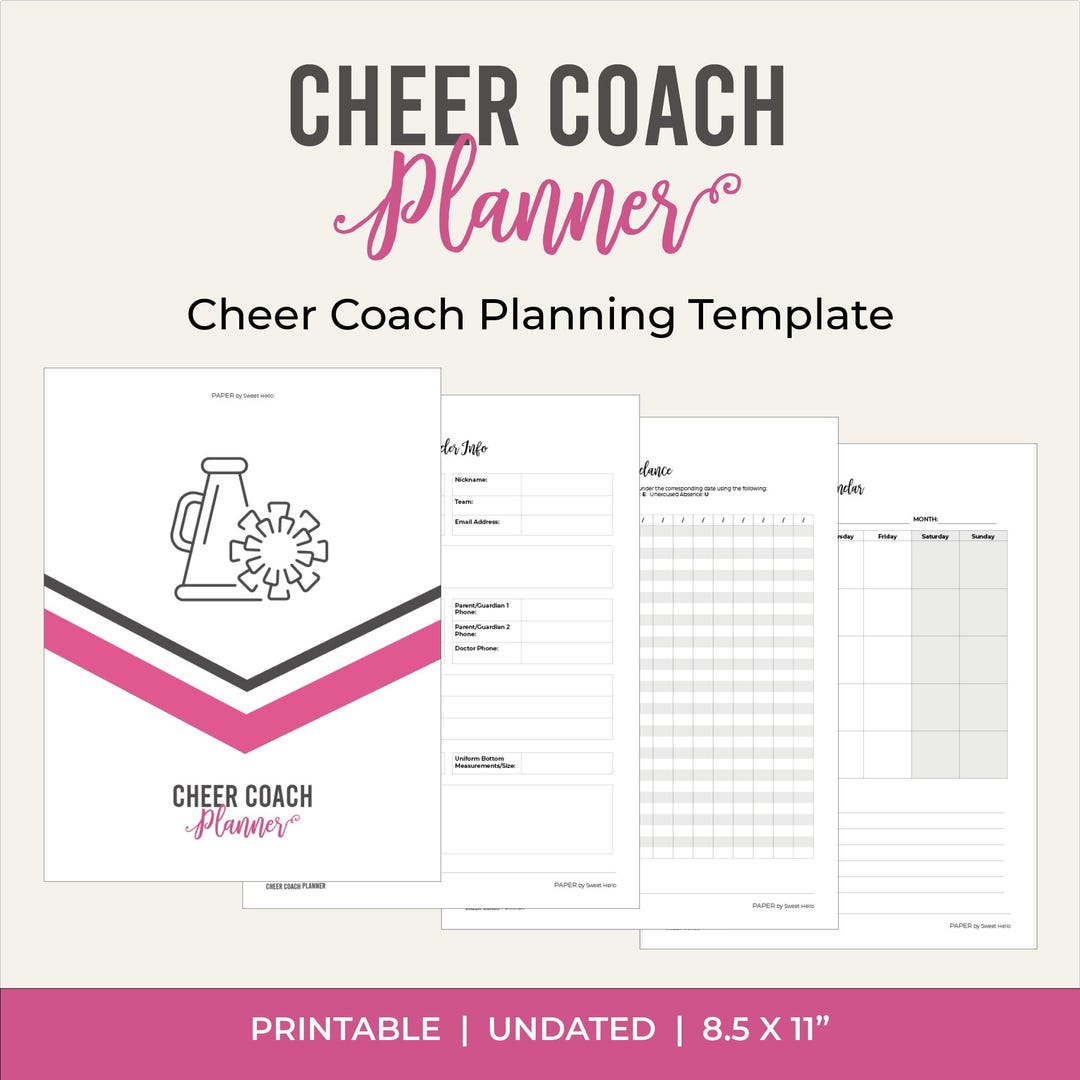Cheer Coach Planner: Printable PDF, Cheer Formations & 8-count - Etsy