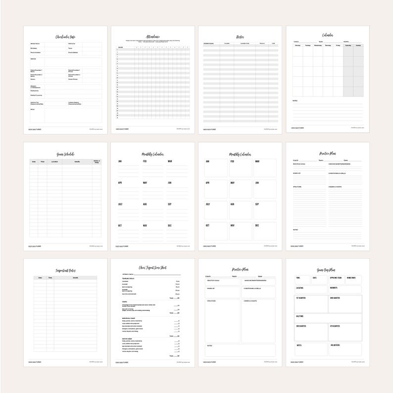 Cheer Coach Planner: Printable PDF, Cheer Formations & 8-count Sheets ...
