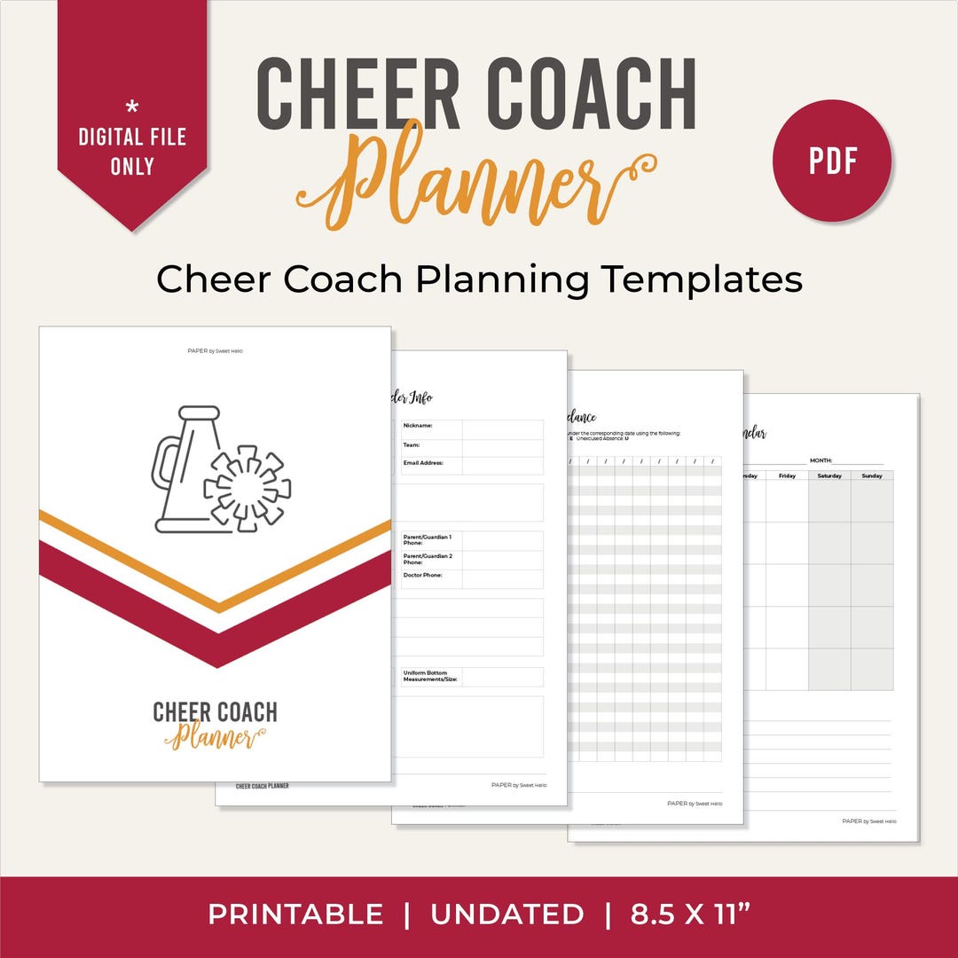Cheer Coach Planner: Printable PDF With Formation Charts - Etsy
