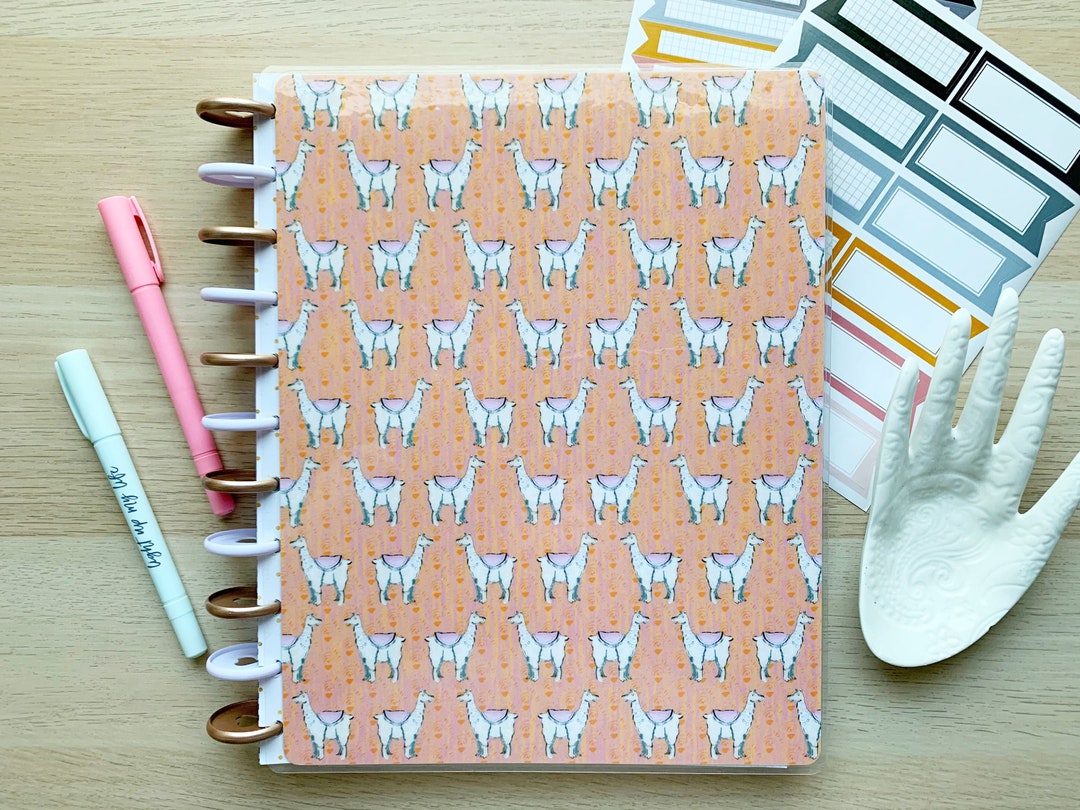 Llama Planner Cover | Double Sided Disc Bound, Happy Notes - Etsy