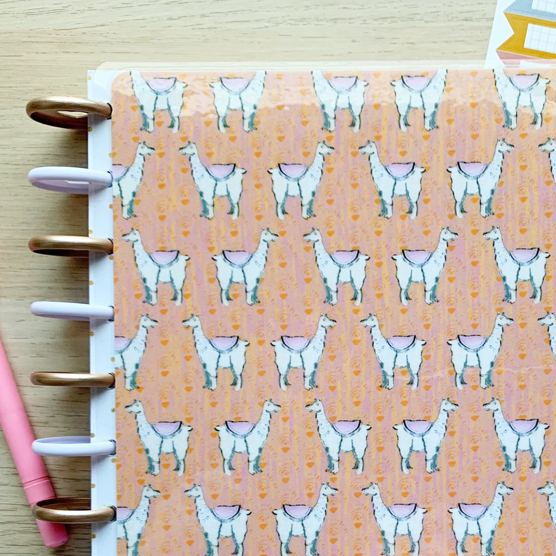 Llama Planner Cover | Double Sided Disc Bound, Happy Notes - Etsy