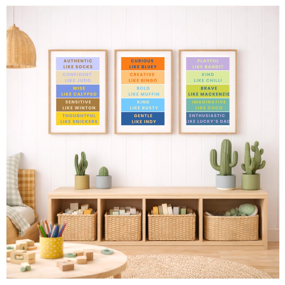 Bluey-inspired Positive Traits Posters • Kids Wall Art Printable ...