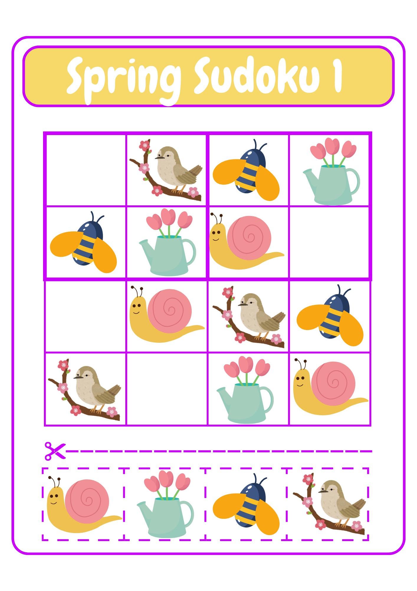 Spring Sudoku for Kids | Printable Logic Puzzle | Classroom ...