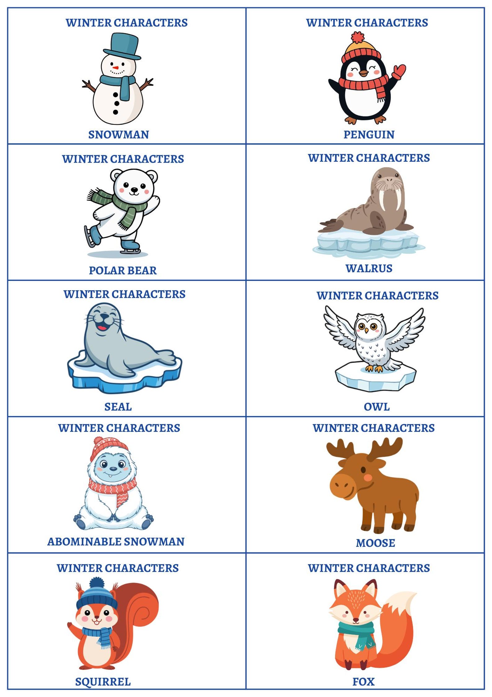Winter Charades for Kids, Printable Game, Digital Download - Etsy