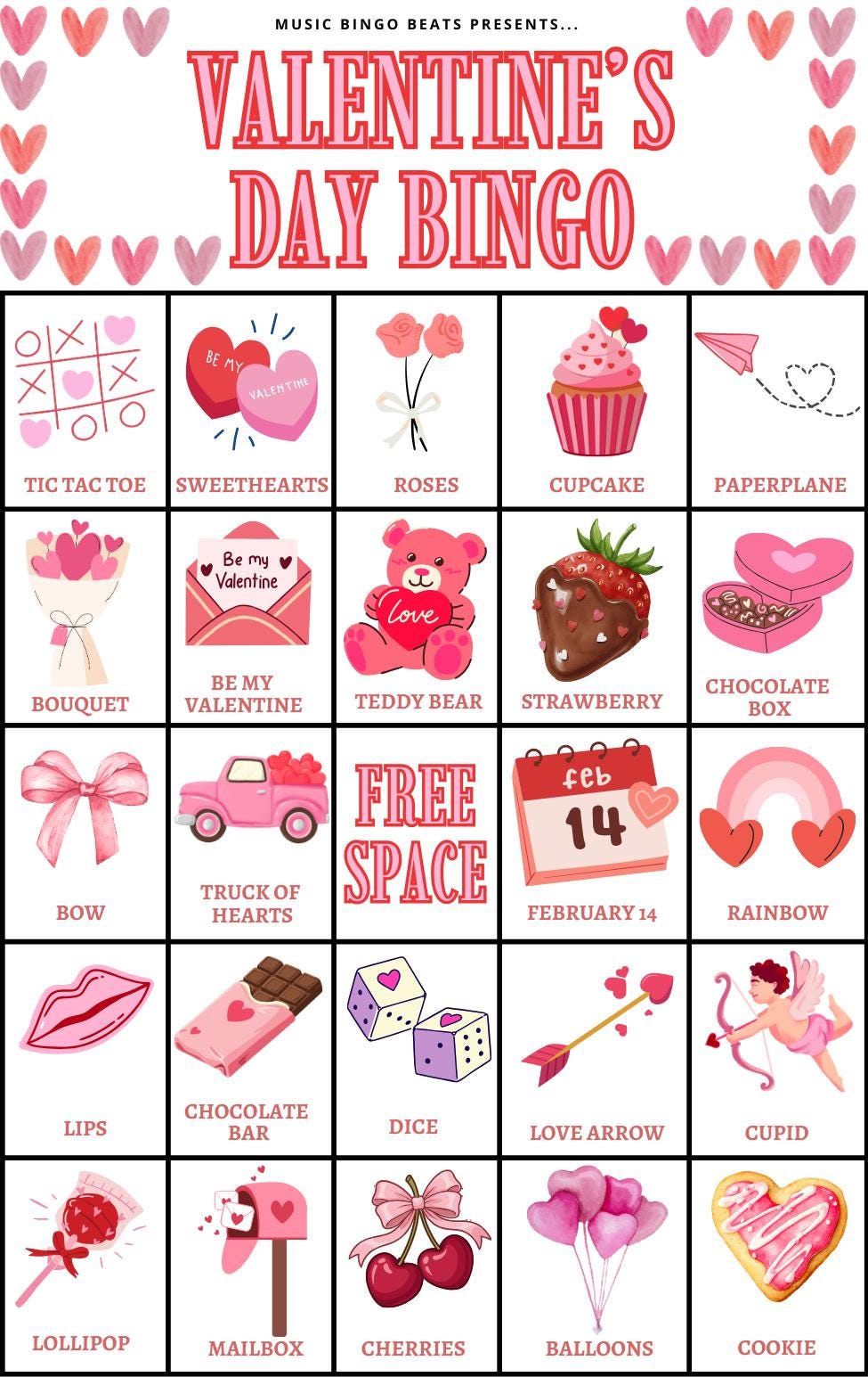 40 Valentine's Day Bingo Cards, Classroom Party Game (digital Download ...