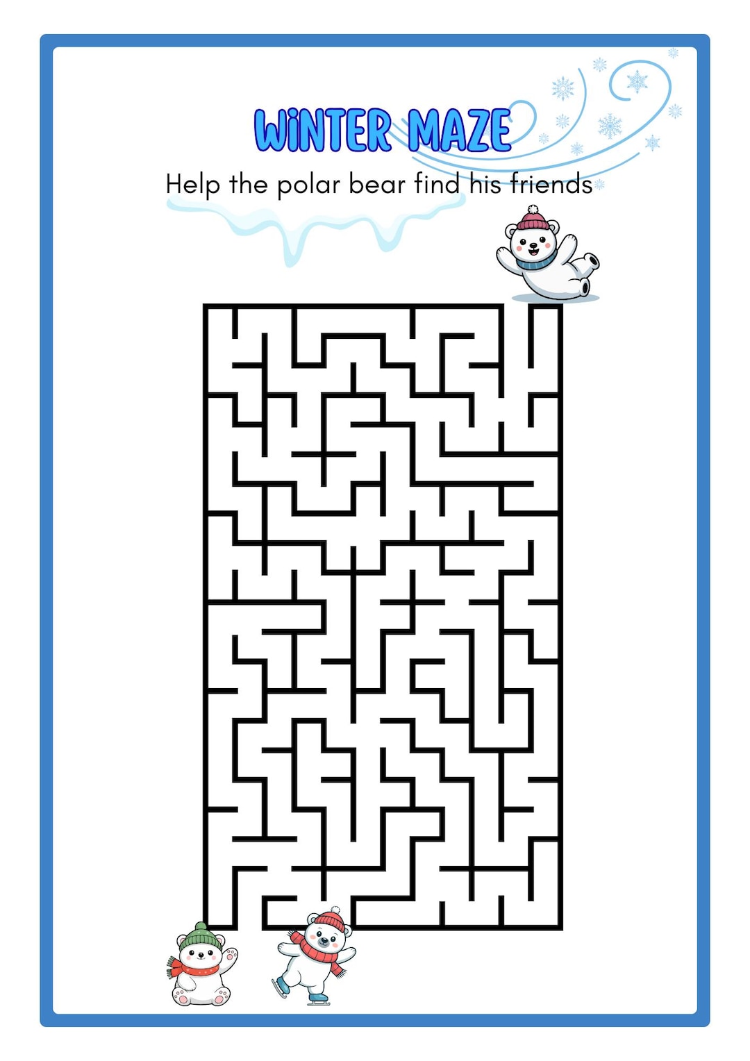 Winter Printable - 3 Fun Digital Download Maze Activities for Kids - Etsy