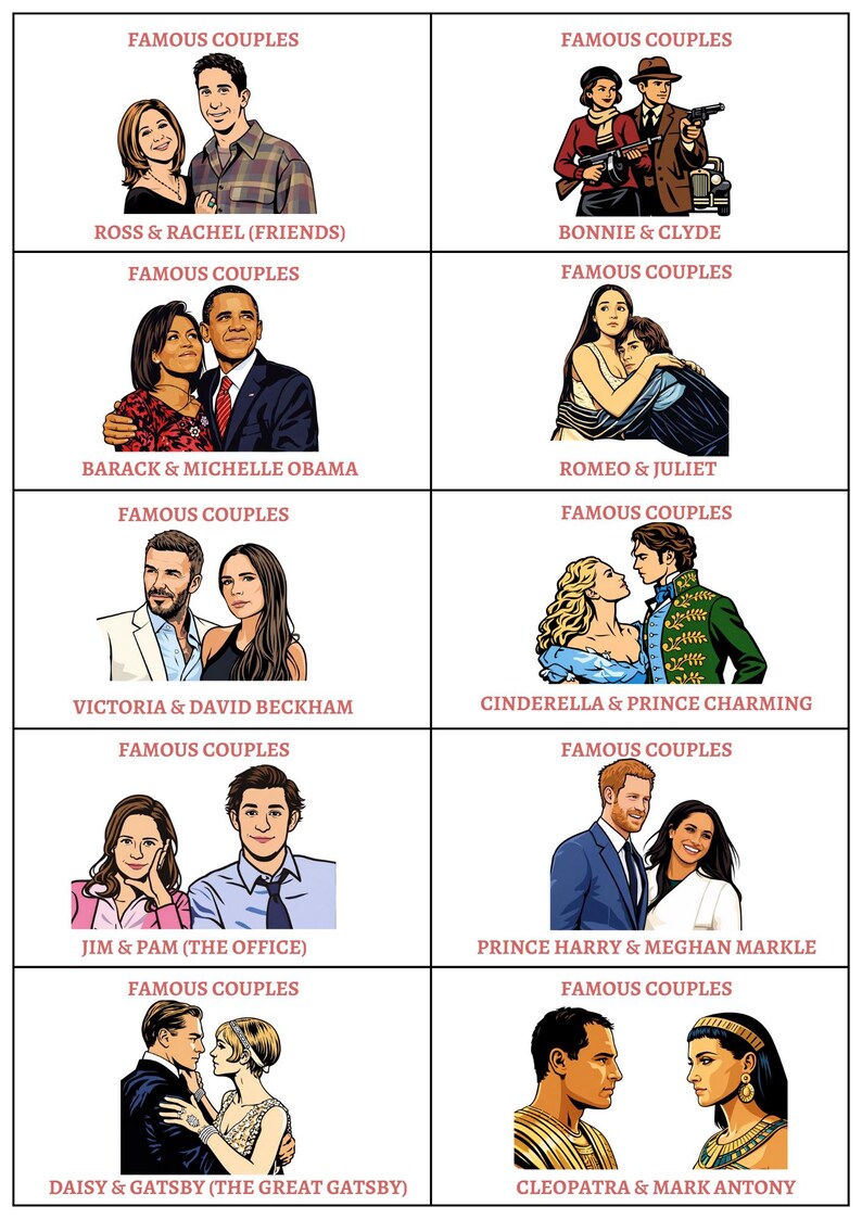 Valentine’s Day Charades Game – Printable Galentine’s & Couples Party ...