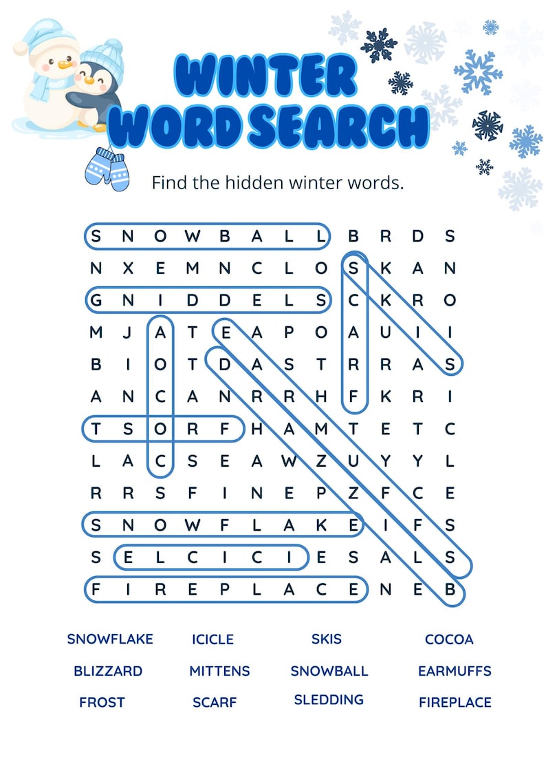 Winter Word Search Printable - Fun Screen-free Activity for Kids at ...