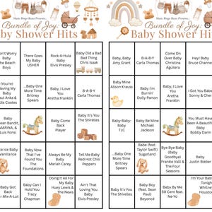 MUSIC BINGO - Baby Shower Game, 20 Bingo Cards, Playlist Included ...