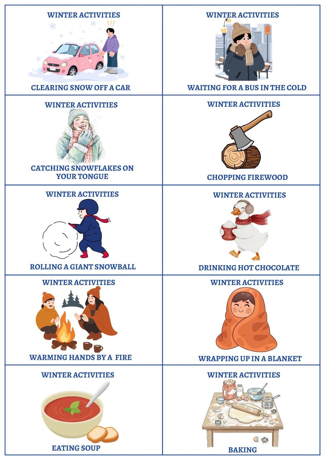 Winter Charades for Kids, Printable Game, Digital Download - Etsy