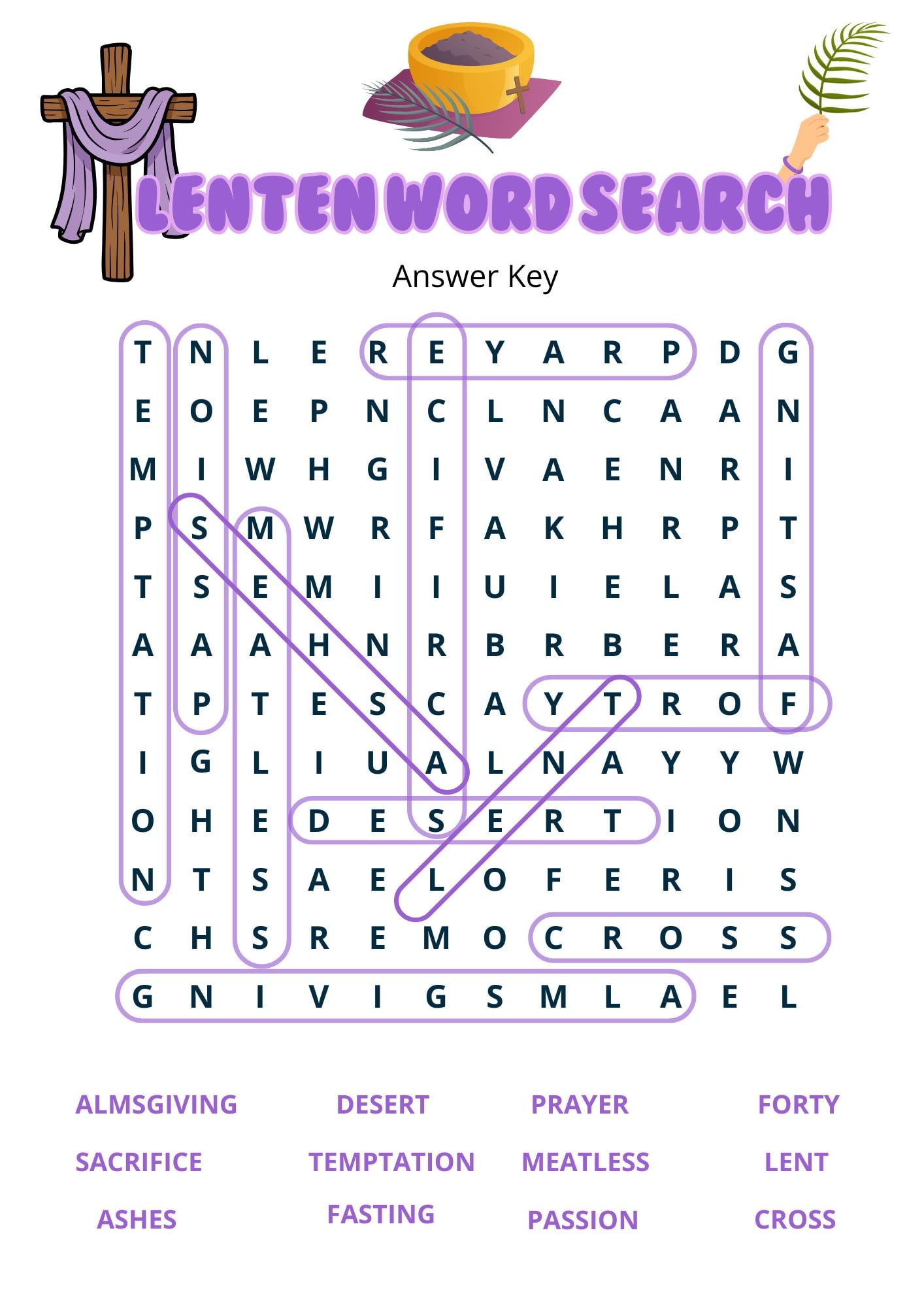 Lent Word Search for Kids | Catholic Printable Activity - Etsy