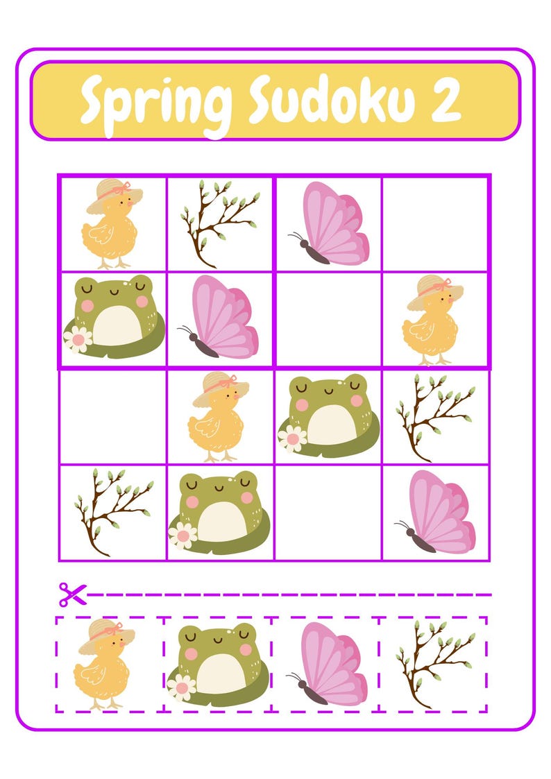 Spring Sudoku for Kids | Printable Logic Puzzle | Classroom ...