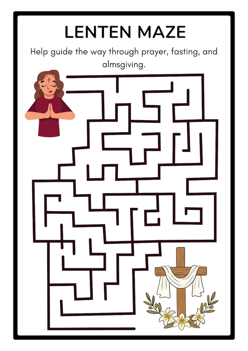 Lenten Printable - 3 Fun Printable Maze Activities for Kids - Etsy