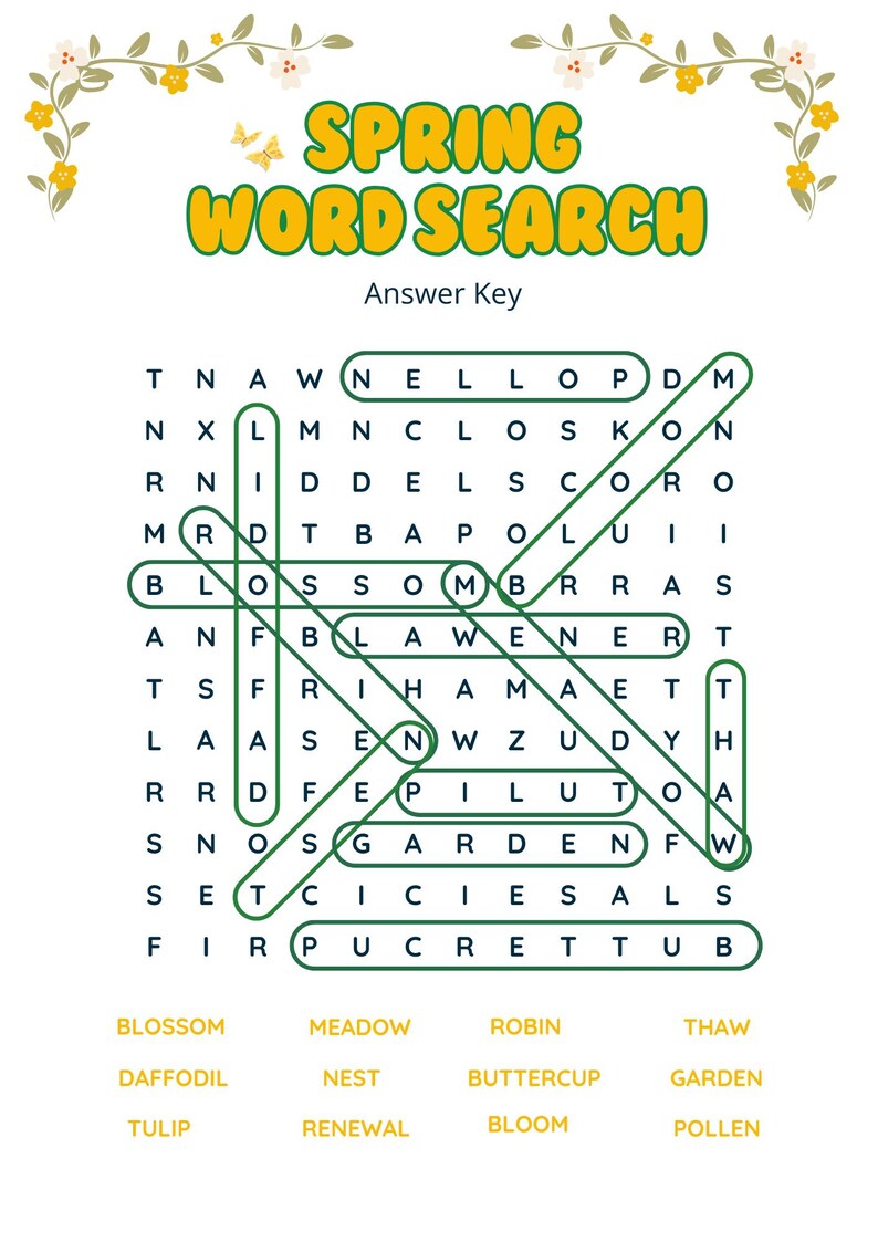 Spring Word Search Printable - Fun Spring Activity for Kids - Etsy