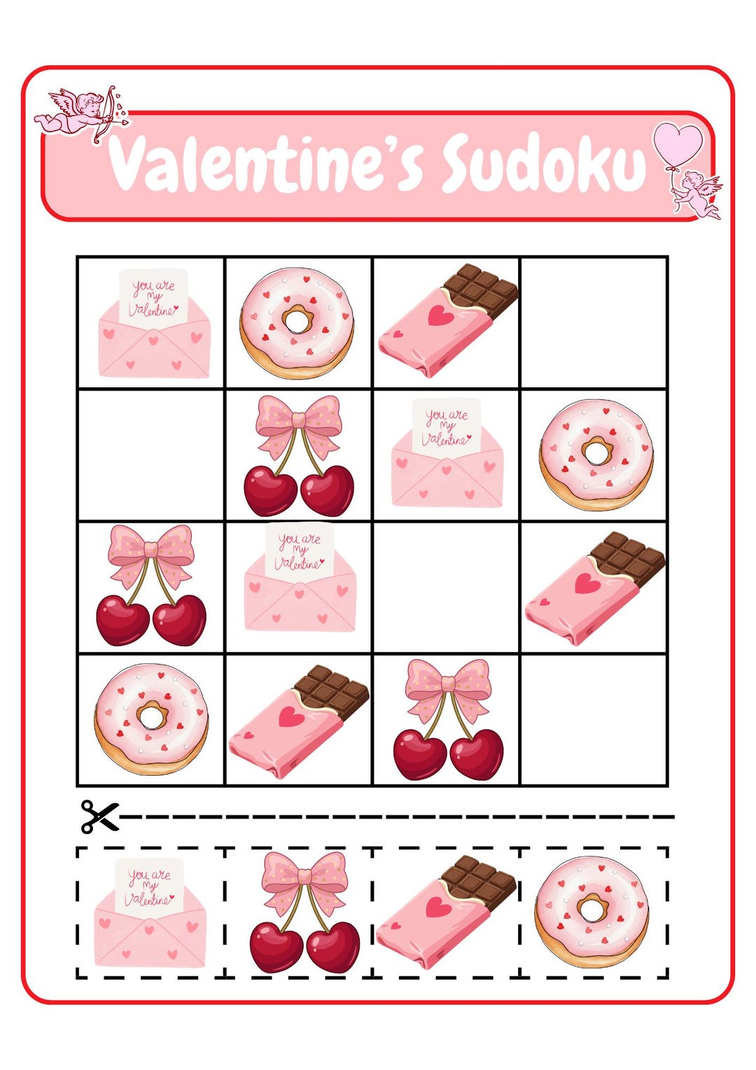 Valentine's Day Sudoku Puzzle for Kids | Valentine Classroom Activity ...