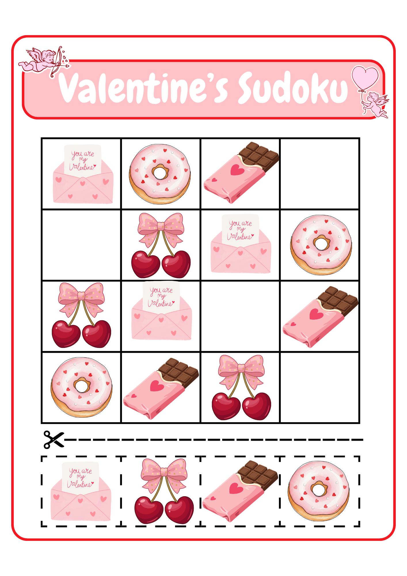 Valentine's Day Sudoku Puzzle for Kids | Valentine Classroom Activity ...