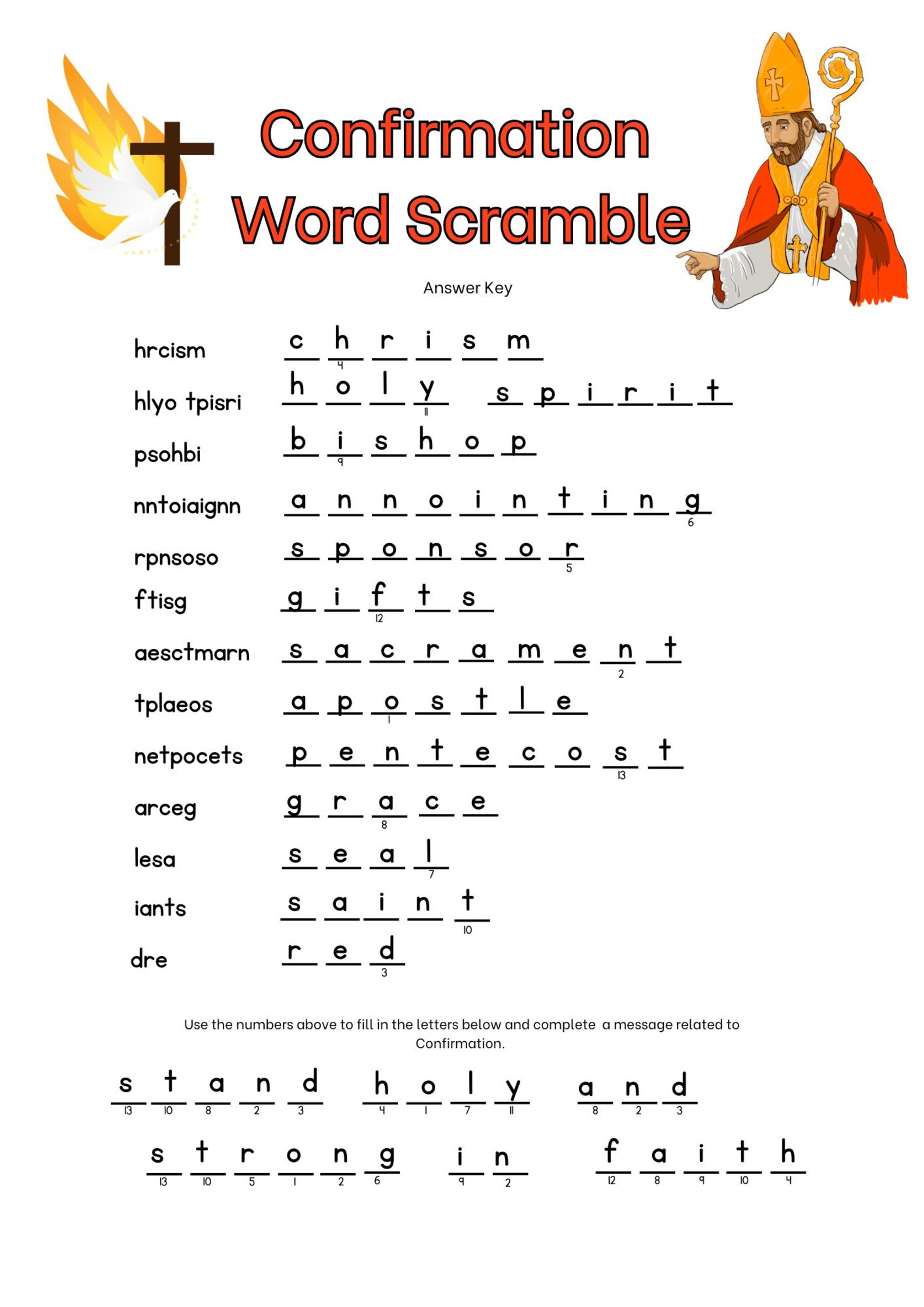 Confirmation Word Scramble Printable | Catholic Activity for Kids - Etsy