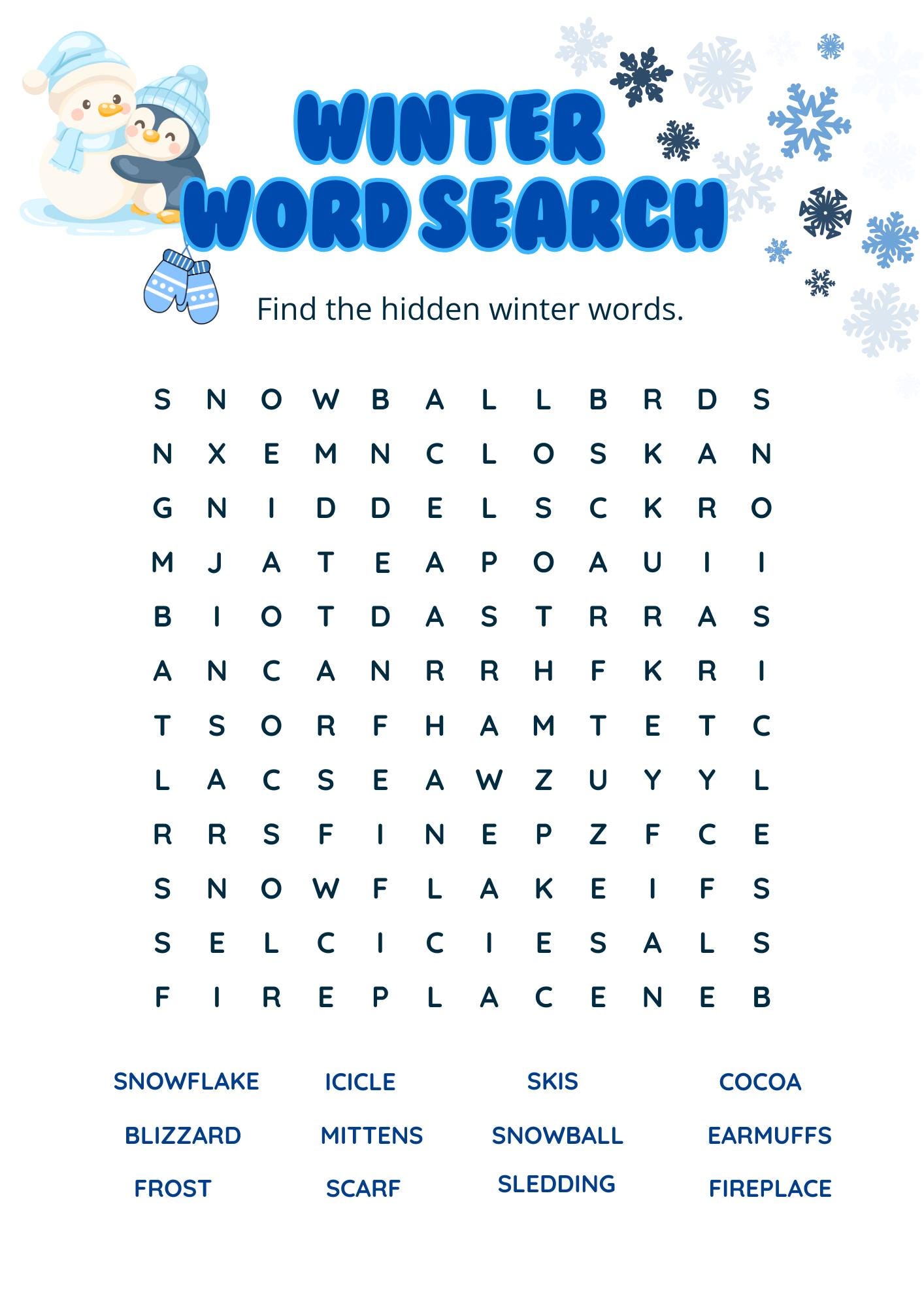 Winter Word Search Printable - Fun Screen-free Activity for Kids at ...