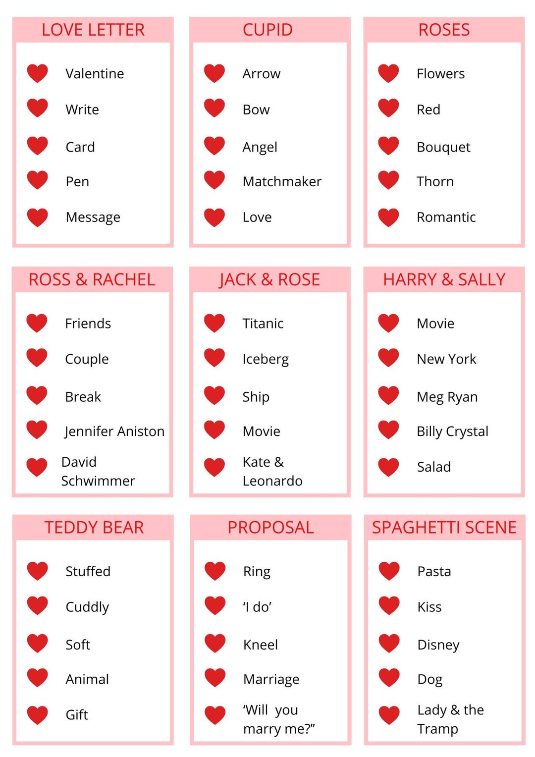 Valentine's Day Taboo Game, Couples & Galentine's Party (PDF) - Etsy