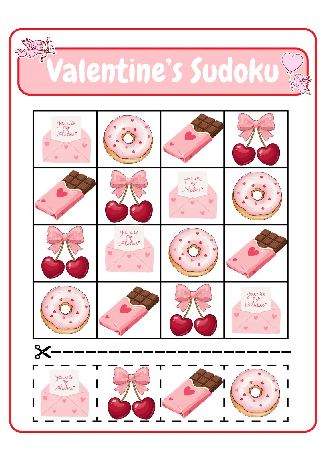 Valentine's Day Sudoku Puzzle for Kids | Valentine Classroom Activity ...