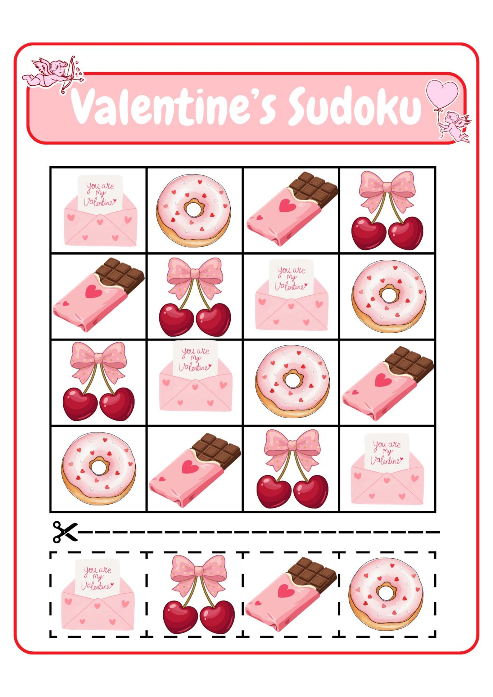 Valentine's Day Sudoku Puzzle for Kids | Valentine Classroom Activity ...