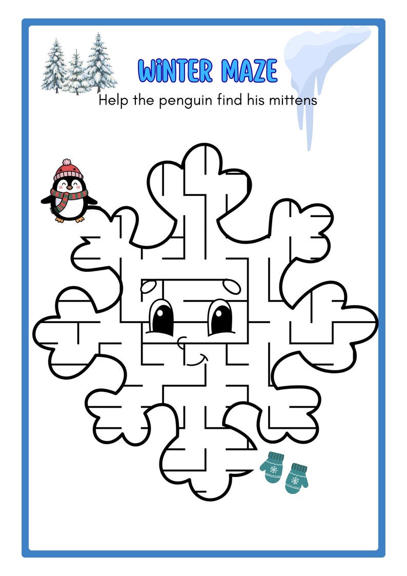 Winter Printable - 3 Fun Digital Download Maze Activities for Kids - Etsy