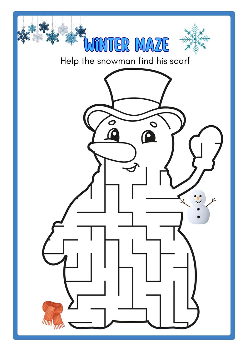 Winter Printable - 3 Fun Digital Download Maze Activities for Kids - Etsy