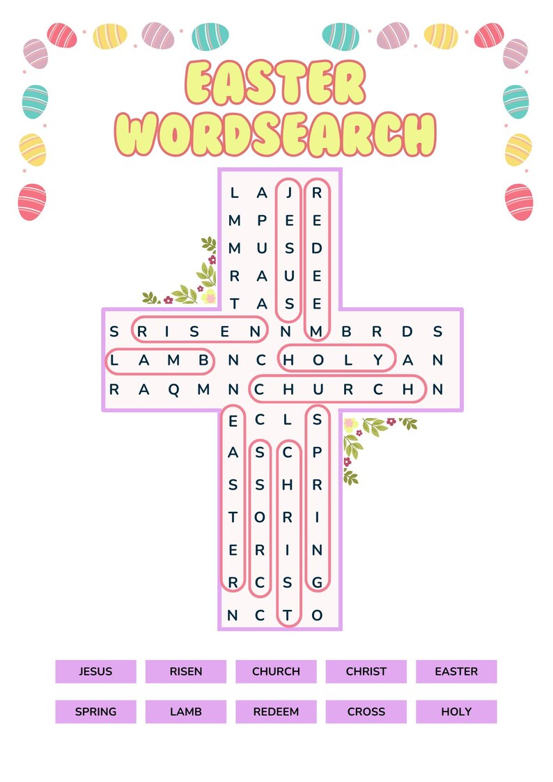 Easter Word Search L Catholic Easter Printable for Kids (PDF) - Etsy