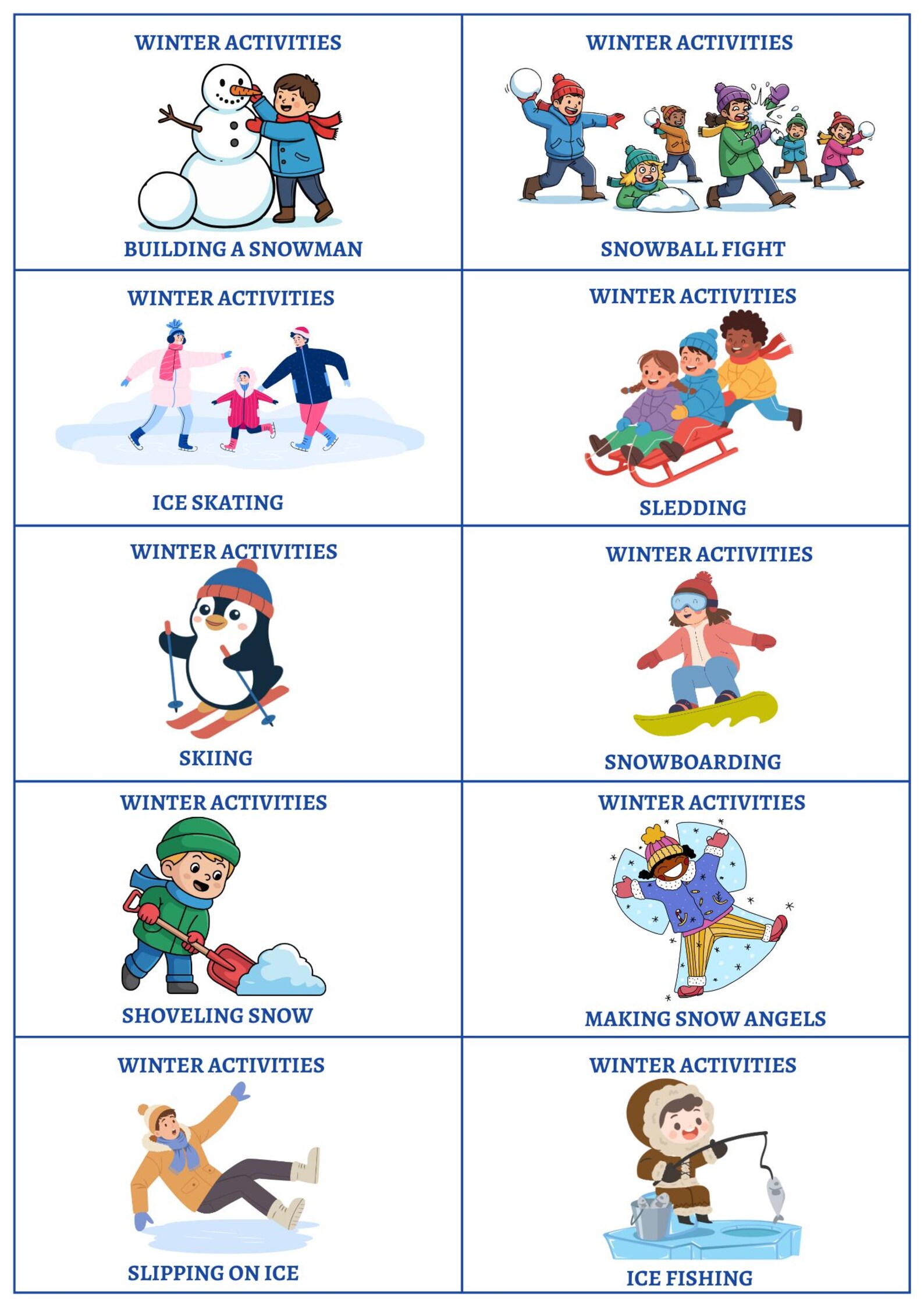 Winter Charades for Kids, Printable Game, Digital Download - Etsy
