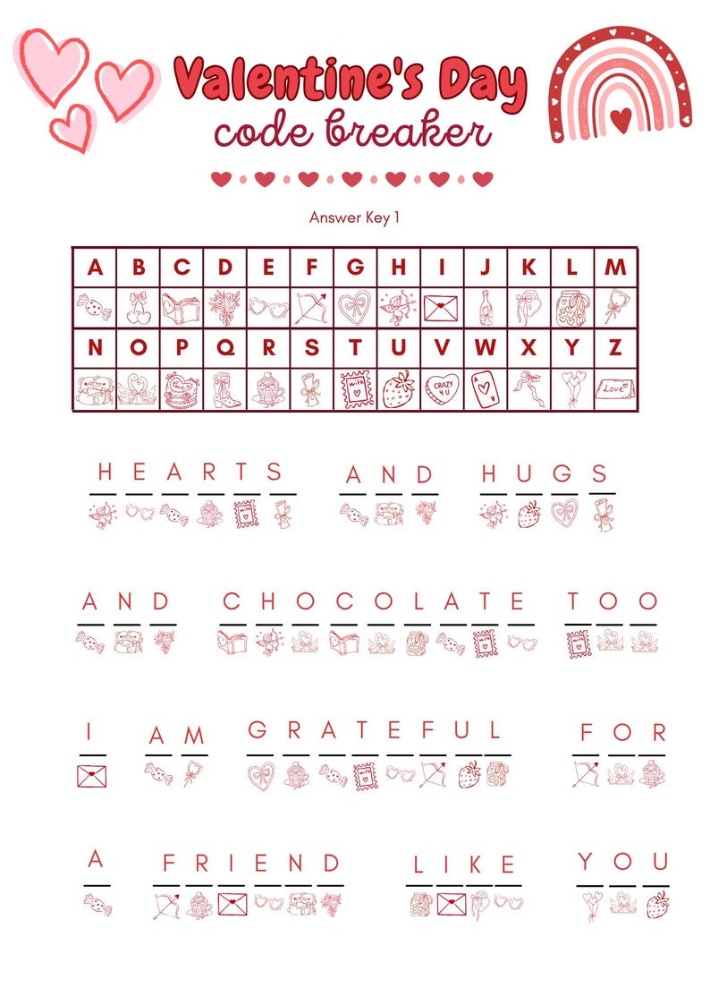 Valentine’s Day Code Breaker Game – Fun Printable Activity for Kids - Etsy