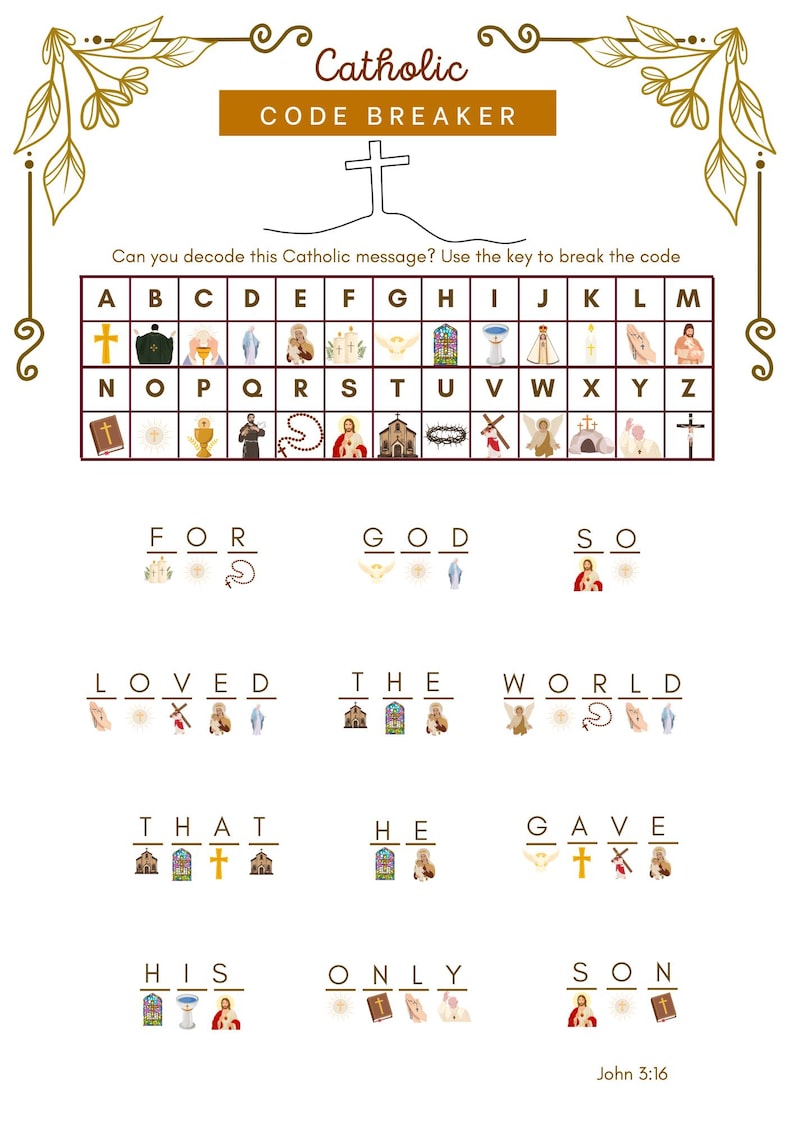 Catholic Code Breaker Game| Religious Activity for Kids, Sunday School ...
