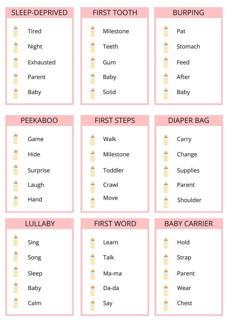 Baby Shower Taboo Game: Printable Word Guessing Activity (digital ...
