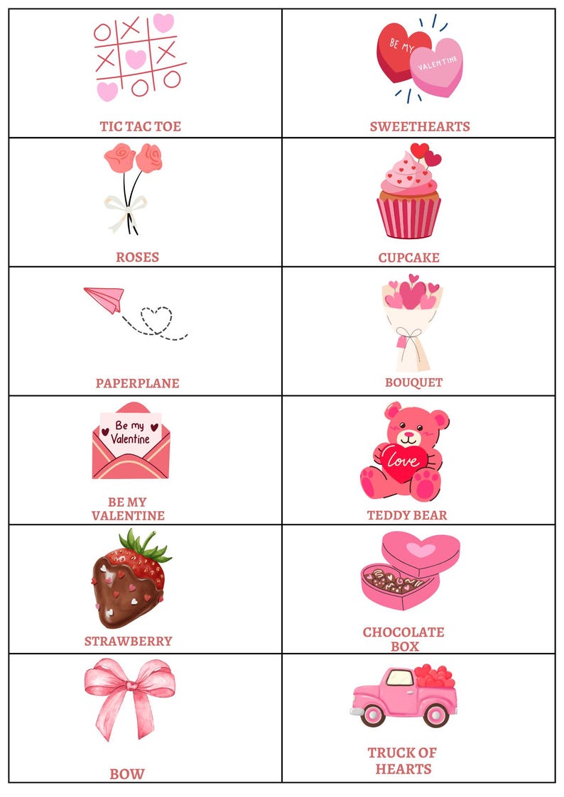 40 Valentine's Day Bingo Cards, Classroom Party Game (digital Download ...