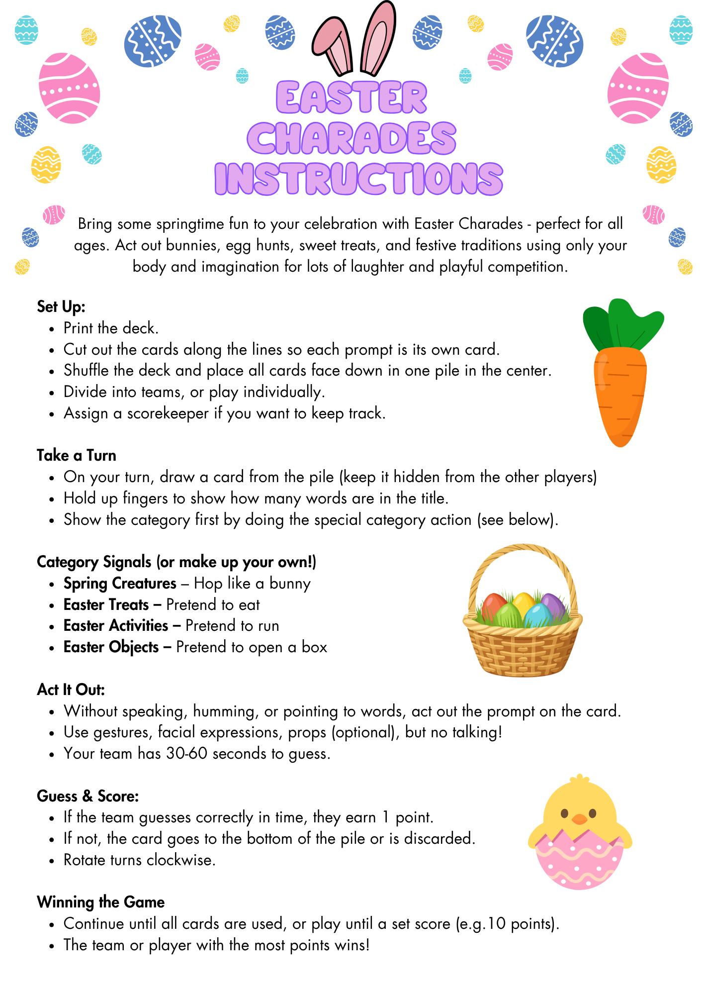 Easter Charades, Printable Game for Easter Party or Classroom - Etsy