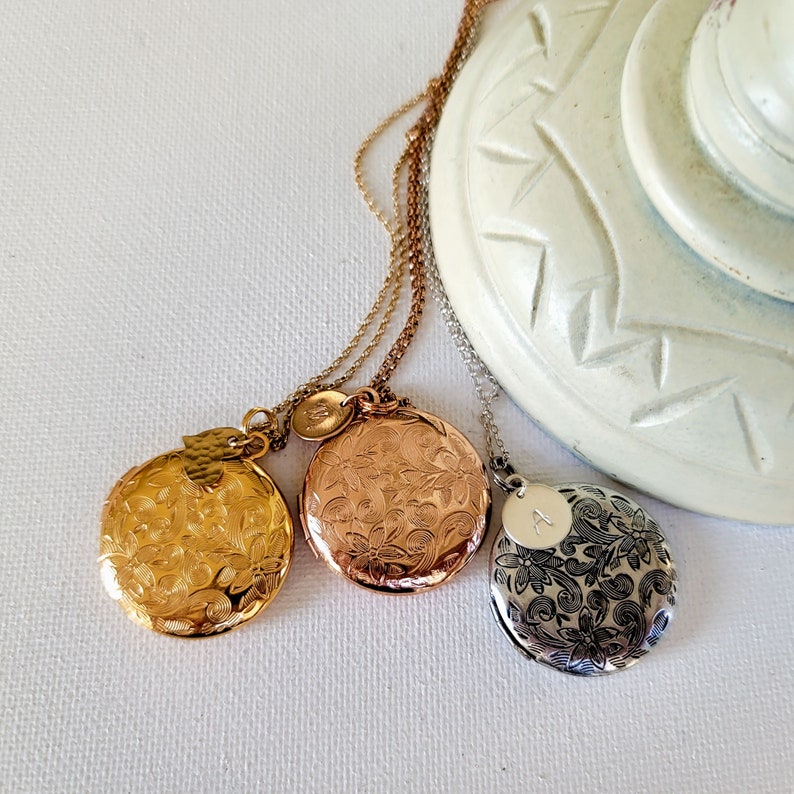 SALE Silver Locket Necklace Rose Gold Locket Gold Locket - Etsy