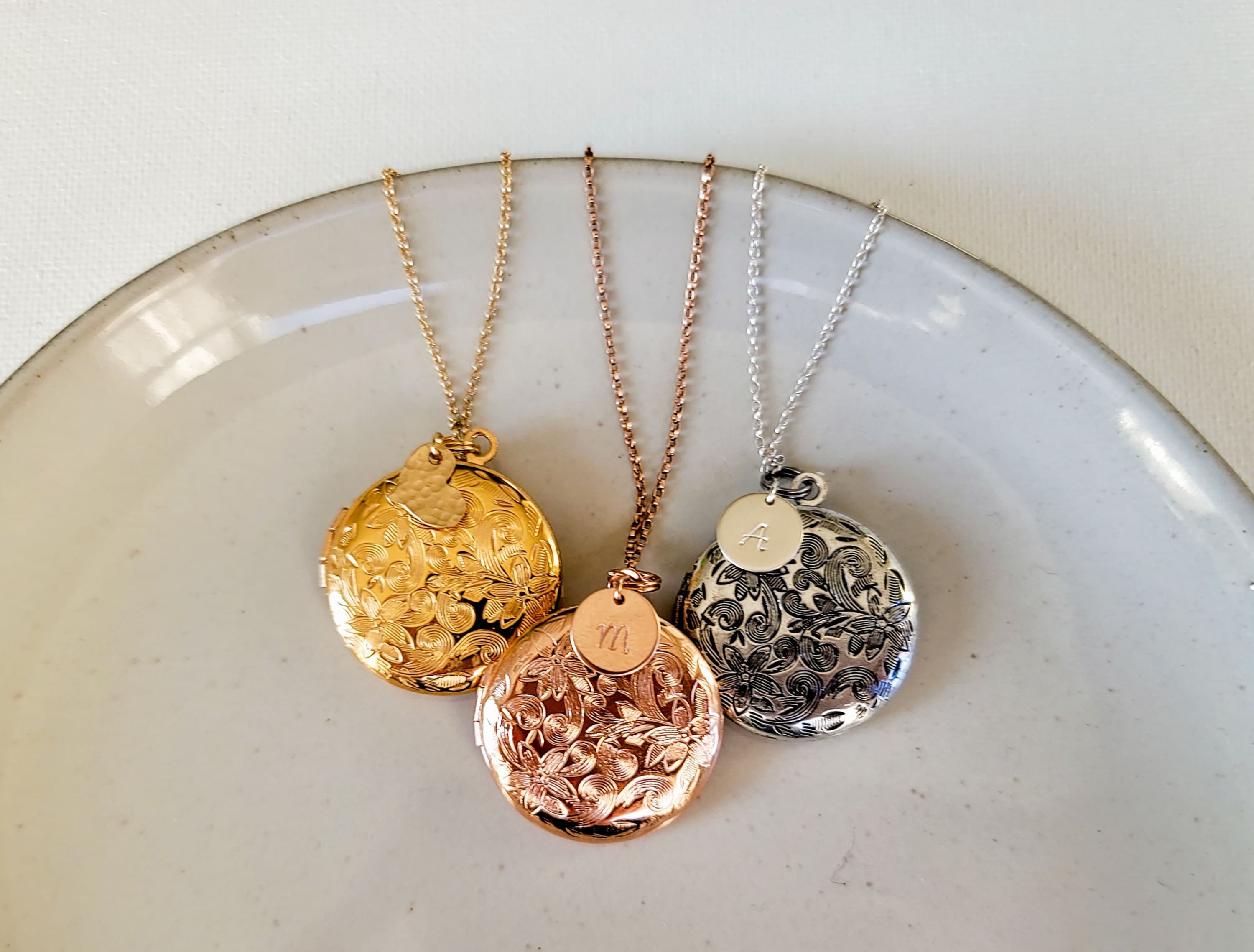 SALE Silver Locket Necklace Rose Gold Locket Gold Locket | Etsy