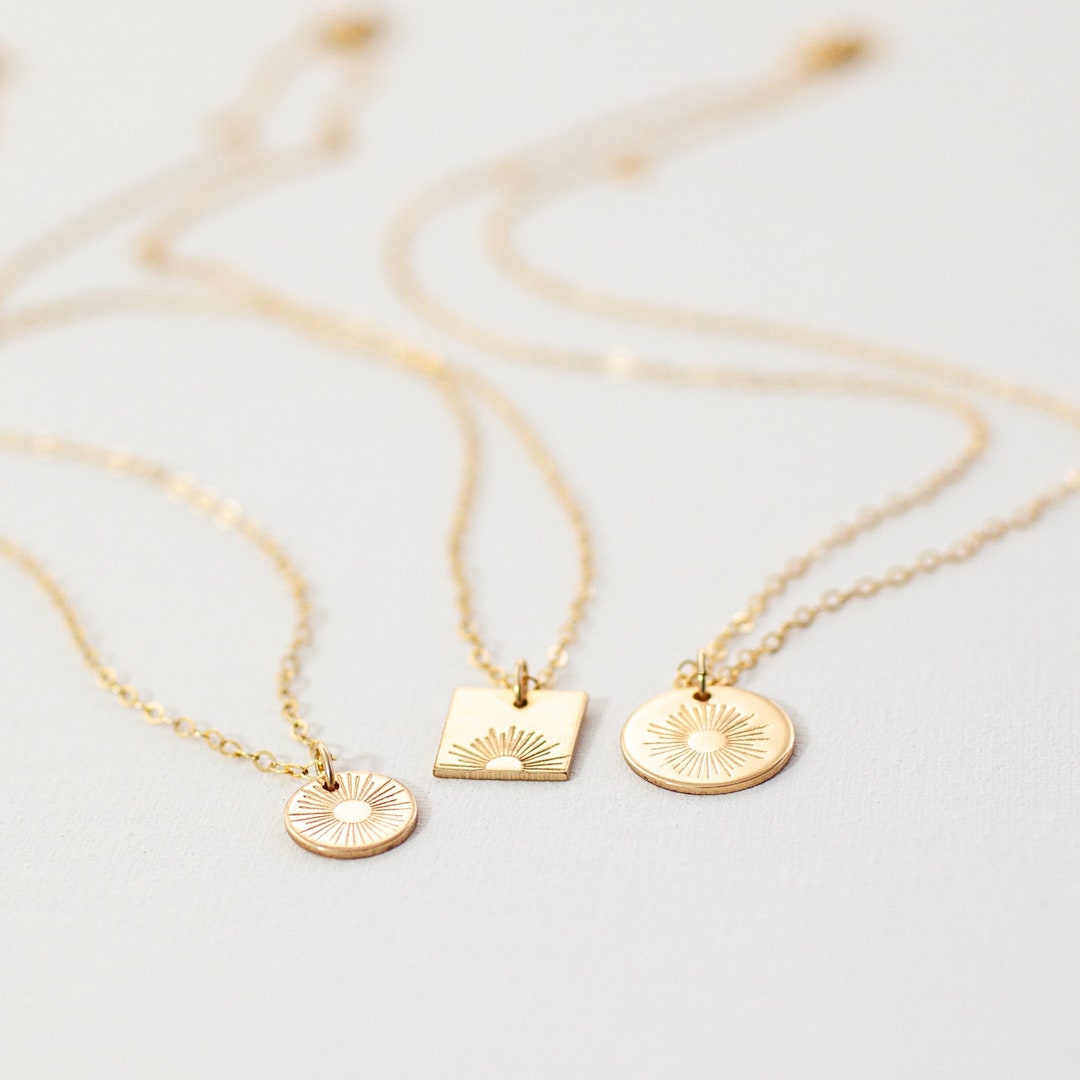 Sunburst Necklace - Sunshine Necklace - Gold Disc Necklace - Sunset ...