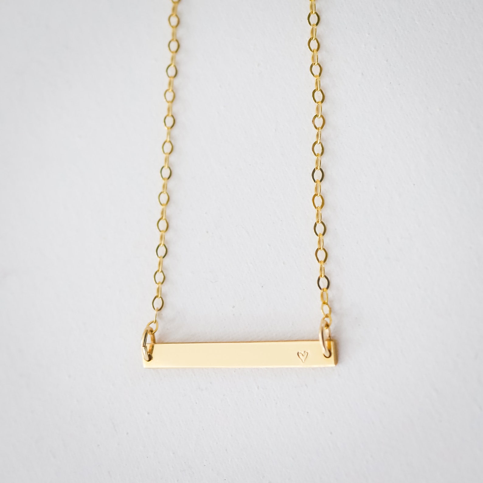 Tiny Gold Bar Necklace - Tiny Heart Bar Necklace - Rose Gold Bar ...
