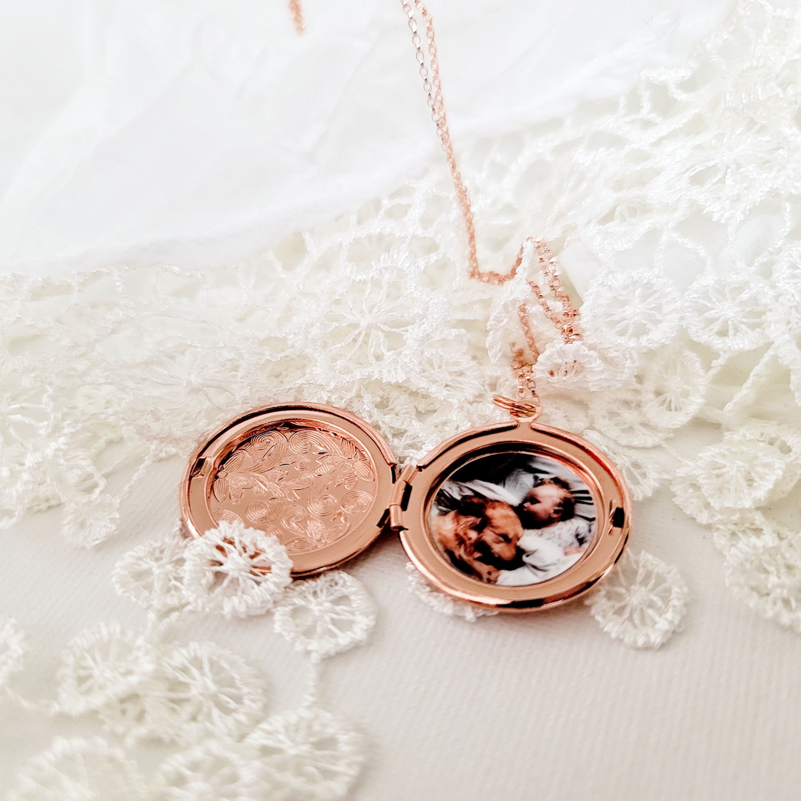 Rose Gold Antique Silver or Gold Locket Necklace Silver | Etsy