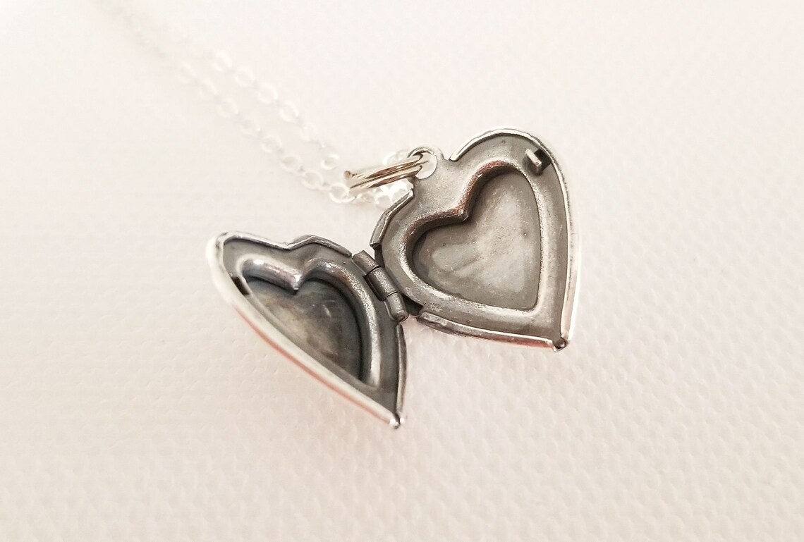 Dainty Sterling Silver Heart Locket - Silver Heart Necklace - Antique ...