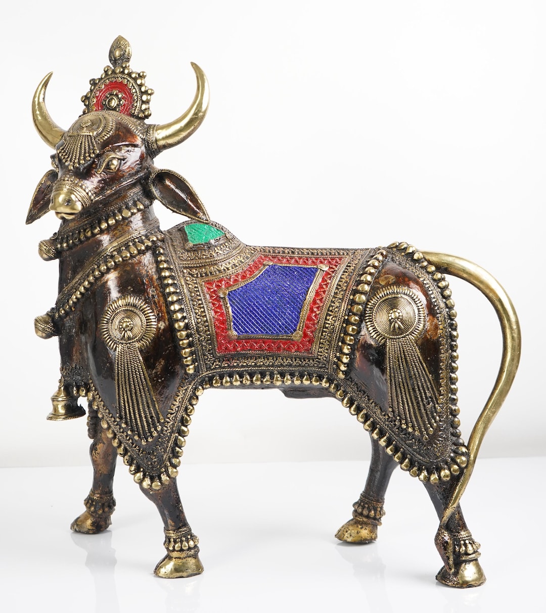 Painted Brass Nandi Cow Statue: Bastar Dhokra Indian Tribal Art - Etsy