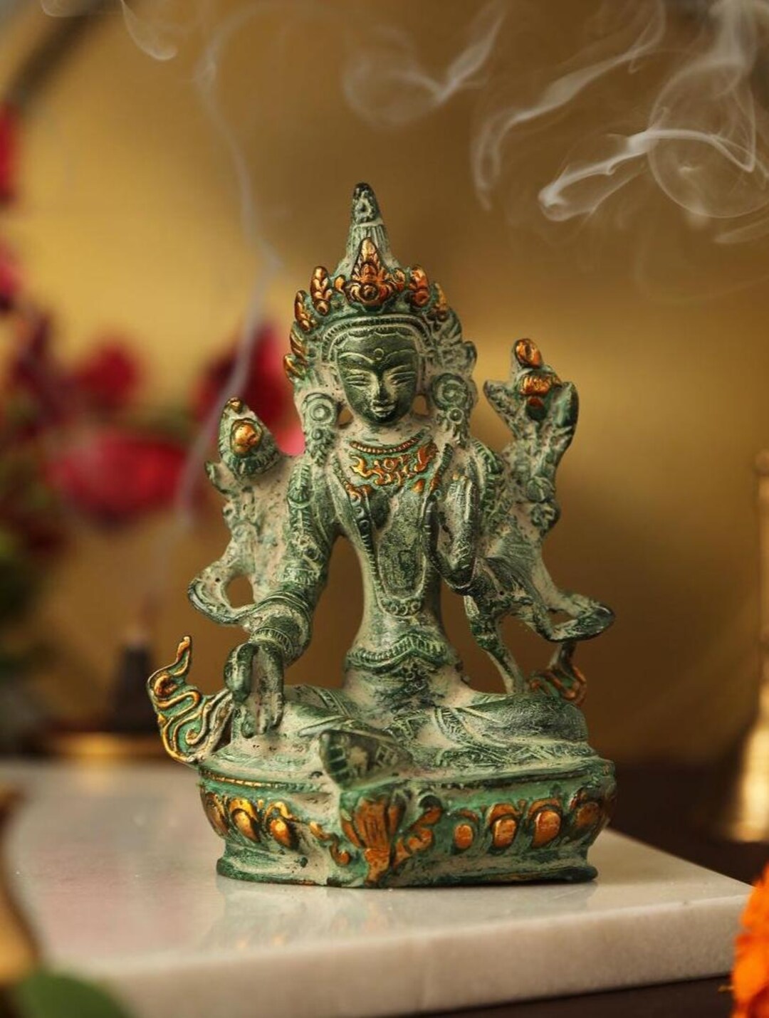 Vintage Brass Tara Devi Statue, Hindu Buddhist Goddess Idol, Tara Murti ...