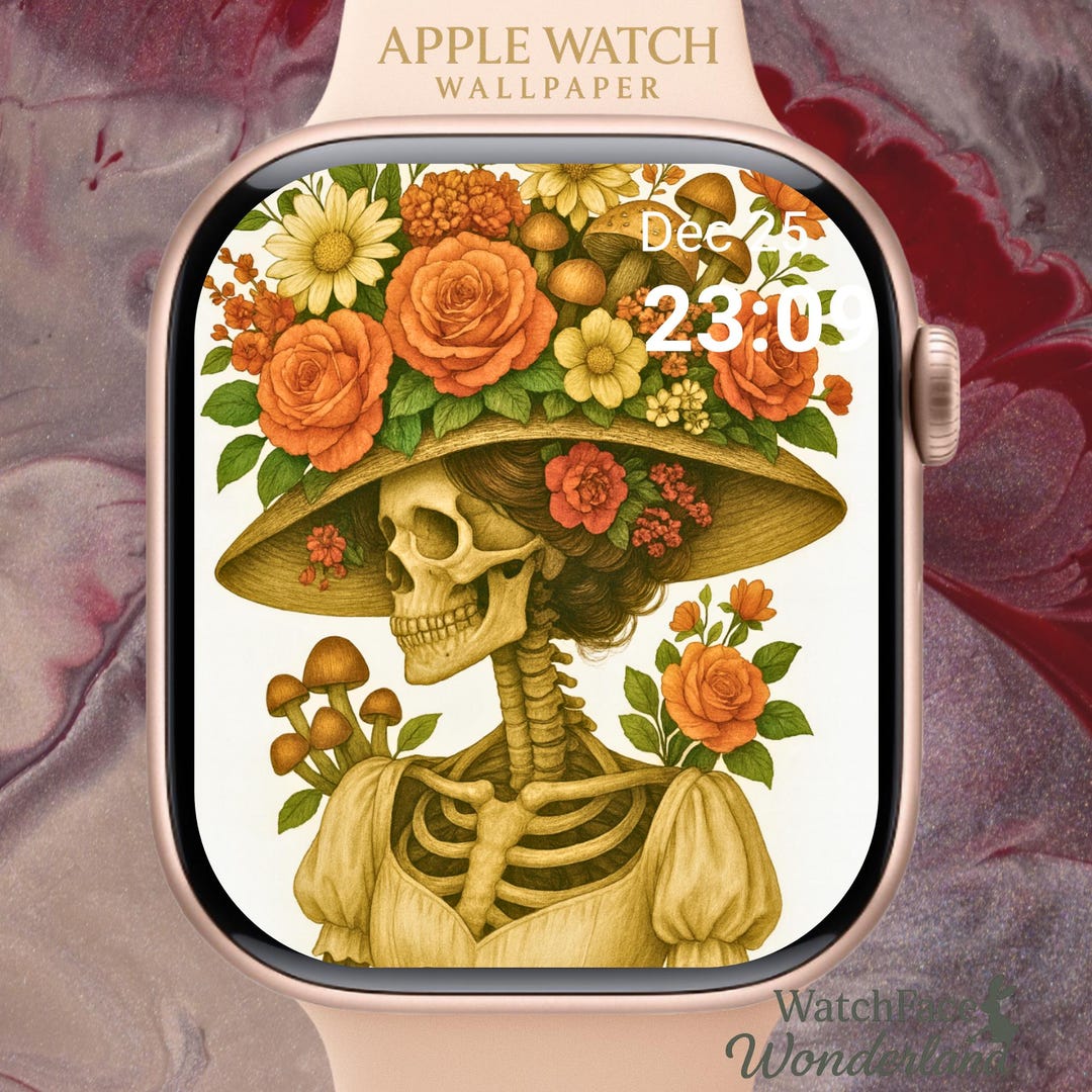 Botanical Gothic Skull Apple Watch Face: Victorian Lady (digital ...