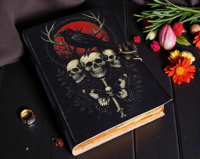 Raven Book, the Raven Book, Raven Leather Journal, Raven Skull, Claw ...