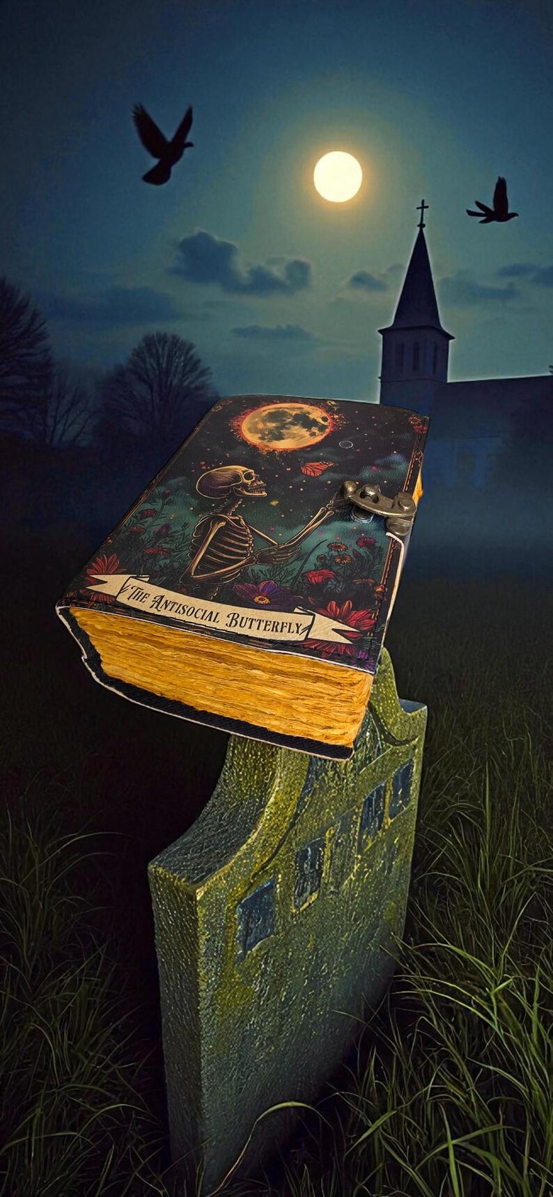 Leather Grimoire Journal | Raven, Gothic Book of Shadows - Etsy